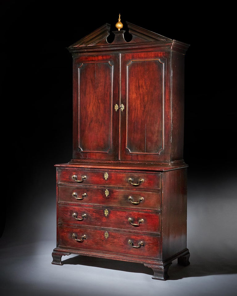 18th Century Architectural Pediment George III Mahogany Bookcase on ...