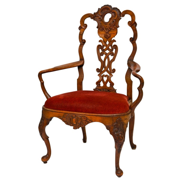 18th Century Armchair Walnut Carved German Rococo at 1stDibs