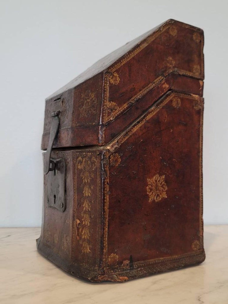 18th Century Baroque Period European Gilt Tooled Leather Clad Knife Box ...