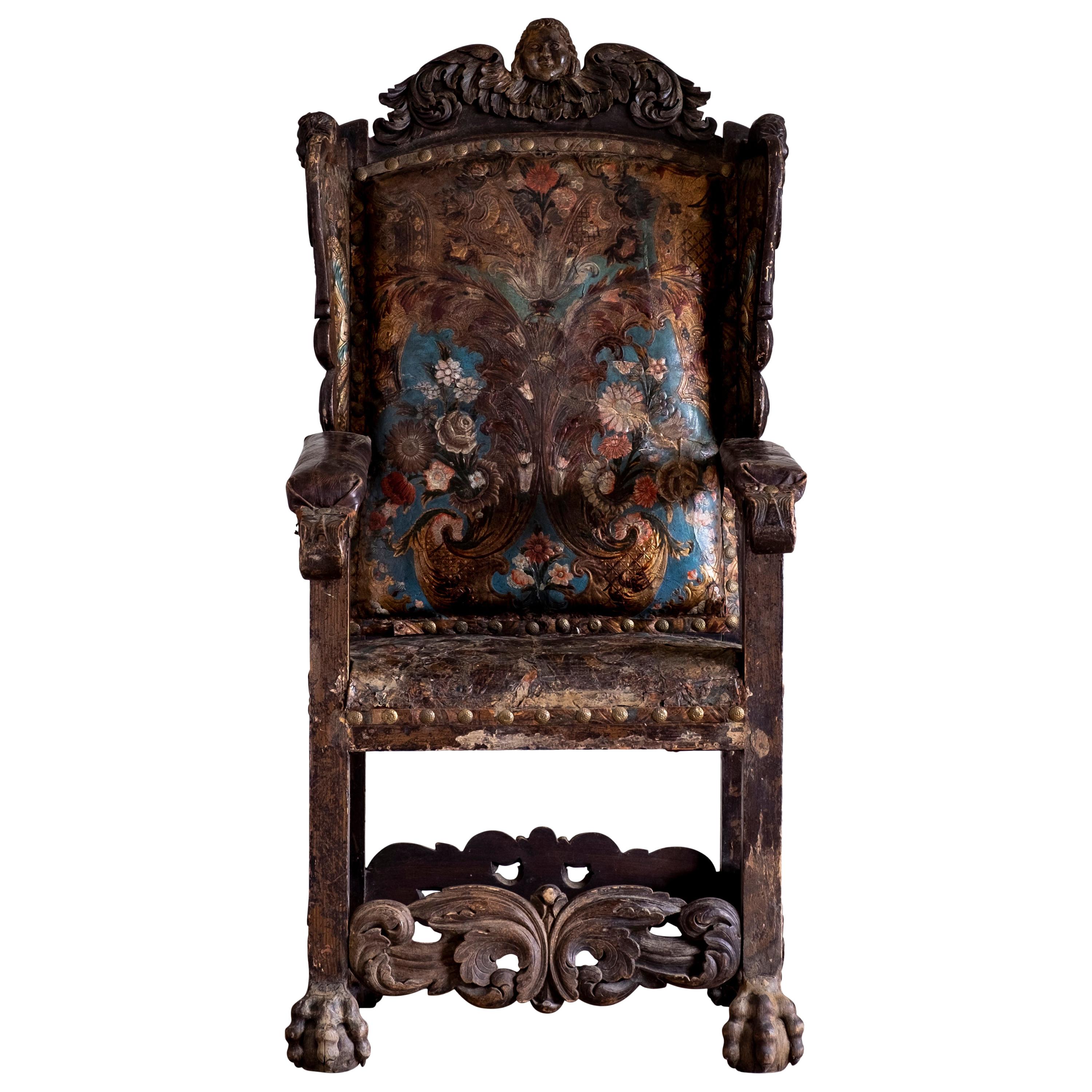 Swedish Baroque Wingback Chair at 1stDibs