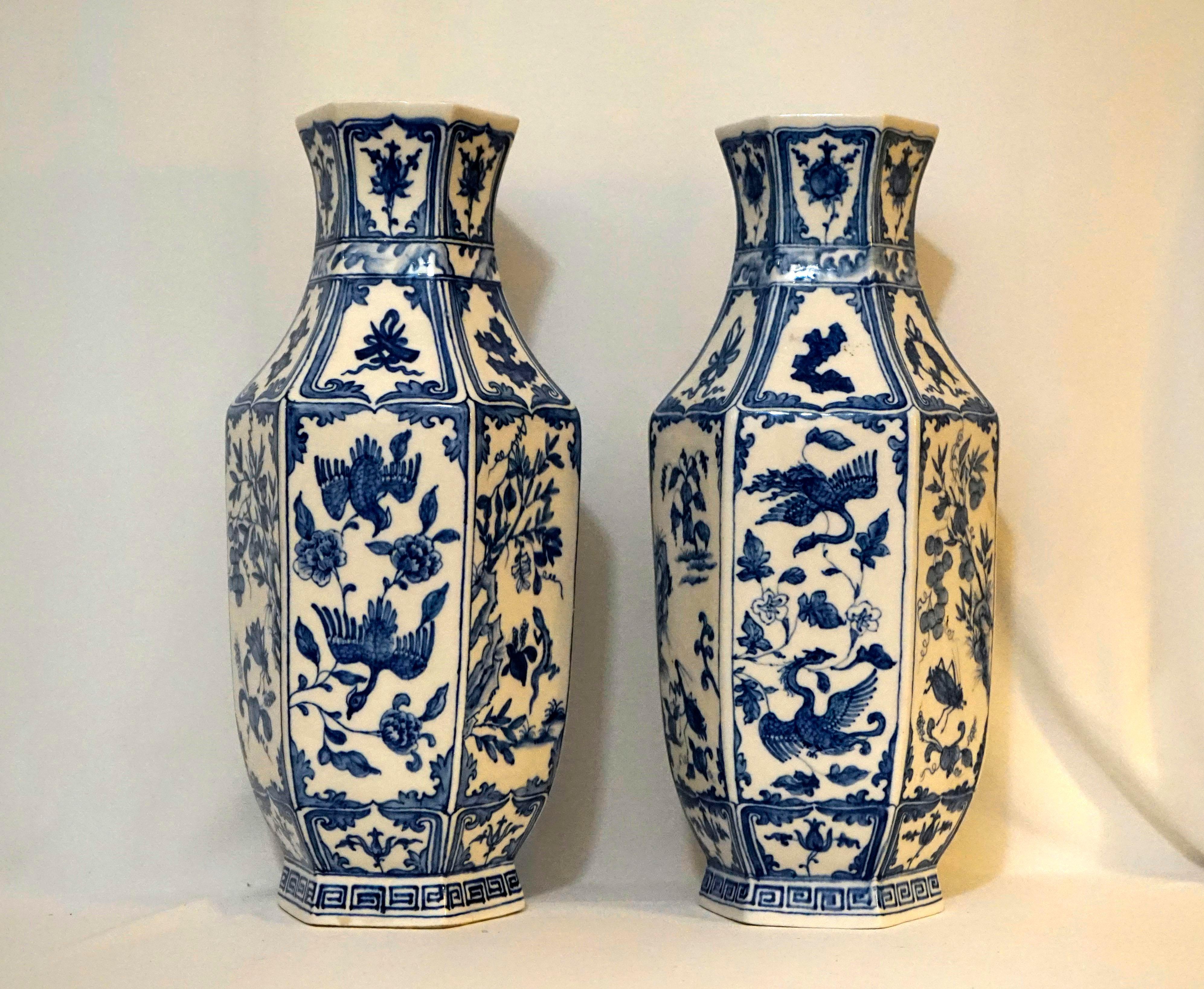 18th Century Blue and White Continental Chinoiserie Porcelain Hexagonal ...