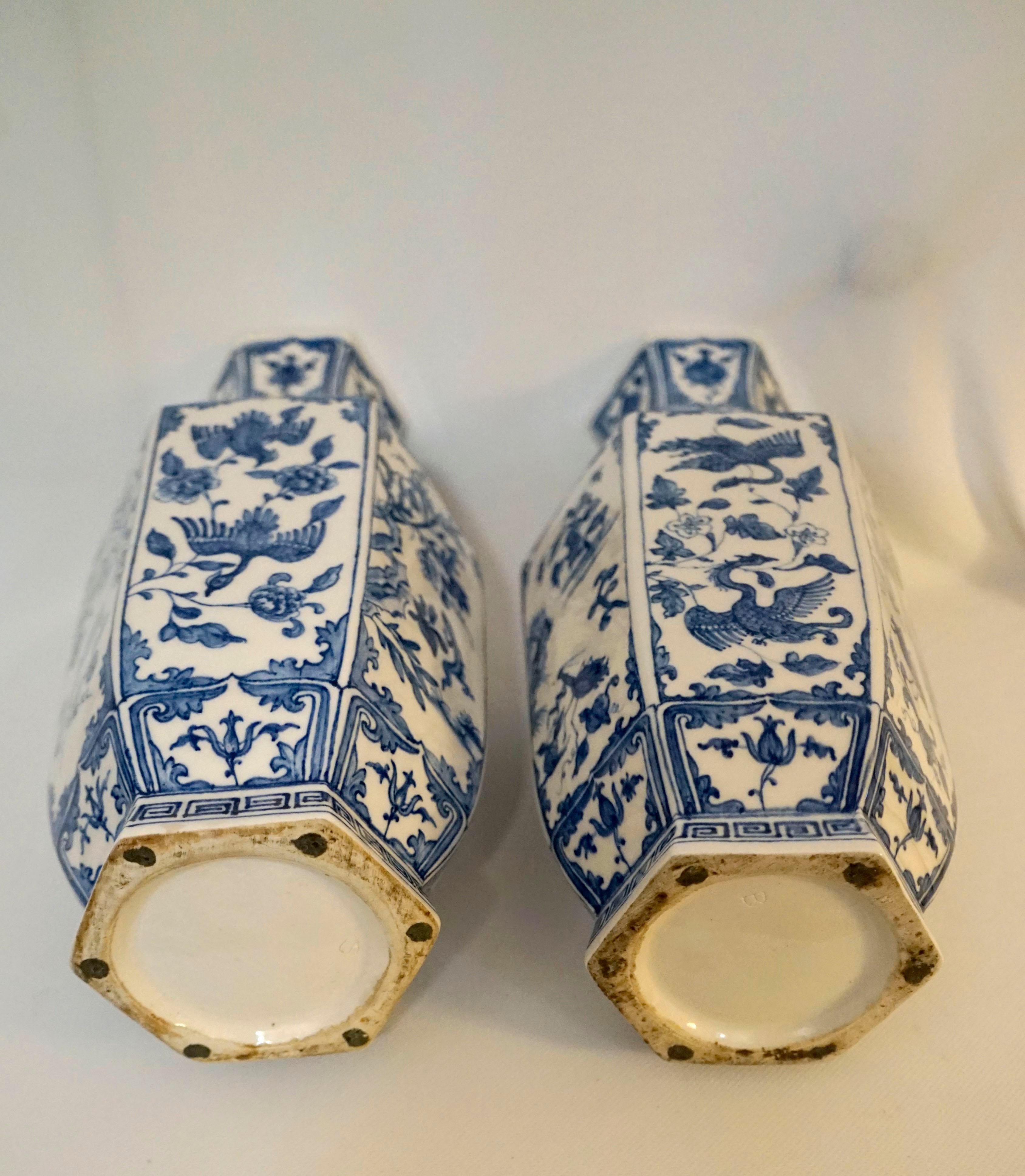 18th Century Blue and White Continental Chinoiserie Porcelain Hexagonal ...