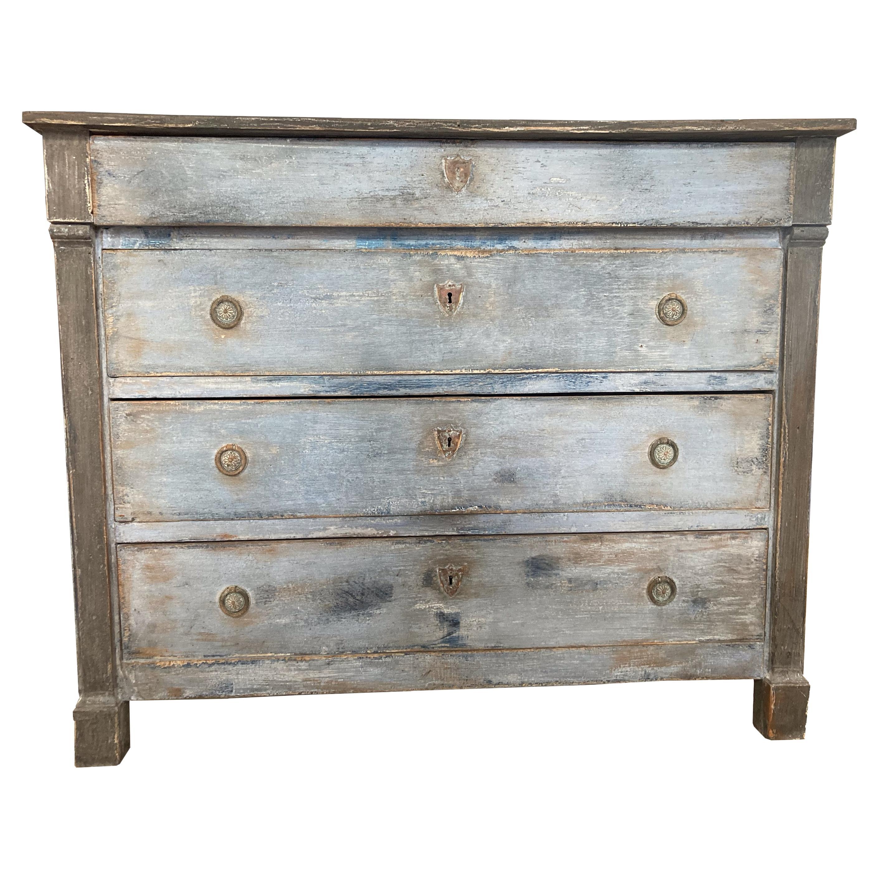 18th Century Blue French Empire Chest of Drawers at 1stDibs
