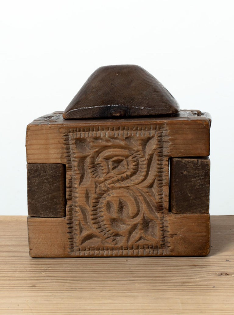18th Century Butter "Church" Box Carved with Unique Patterned Imprints ...