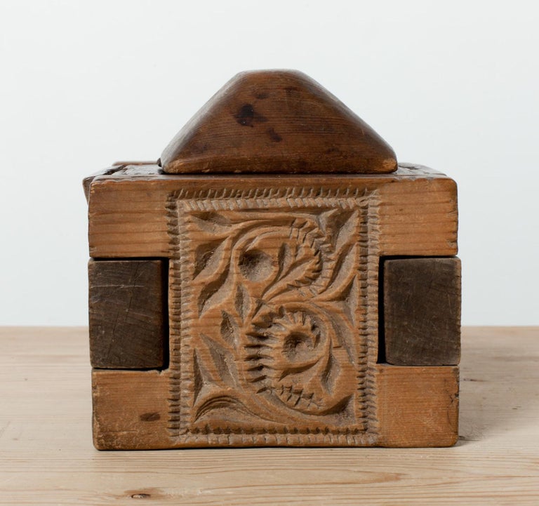 18th Century Butter "Church" Box Carved with Unique Patterned Imprints ...