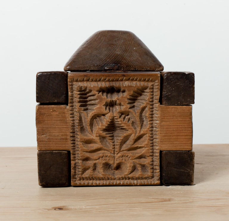18th Century Butter "Church" Box Carved with Unique Patterned Imprints ...