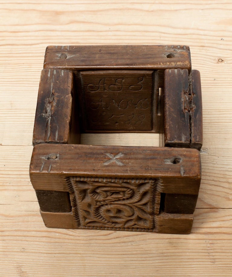 18th Century Butter "Church" Box Carved with Unique Patterned Imprints ...