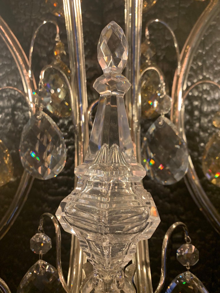 18th Century Cage Wall Lamp with 2 Lights in Nickel Bronze and Crystal ...