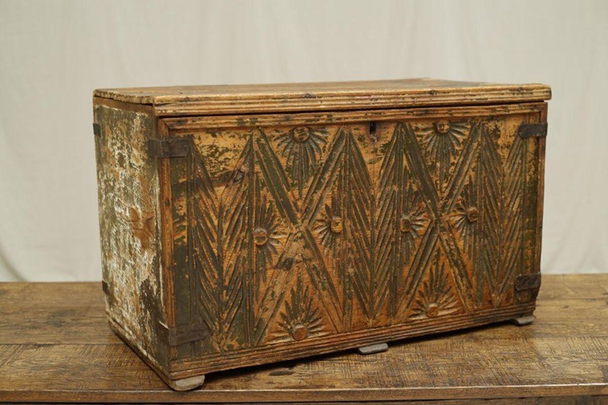 18th Century Carved Italian Box in Original Paint at 1stDibs
