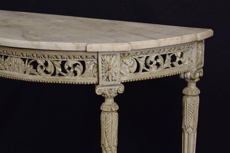 18th Century Carved Lacquered Wood Half-Moon French Console Table at ...
