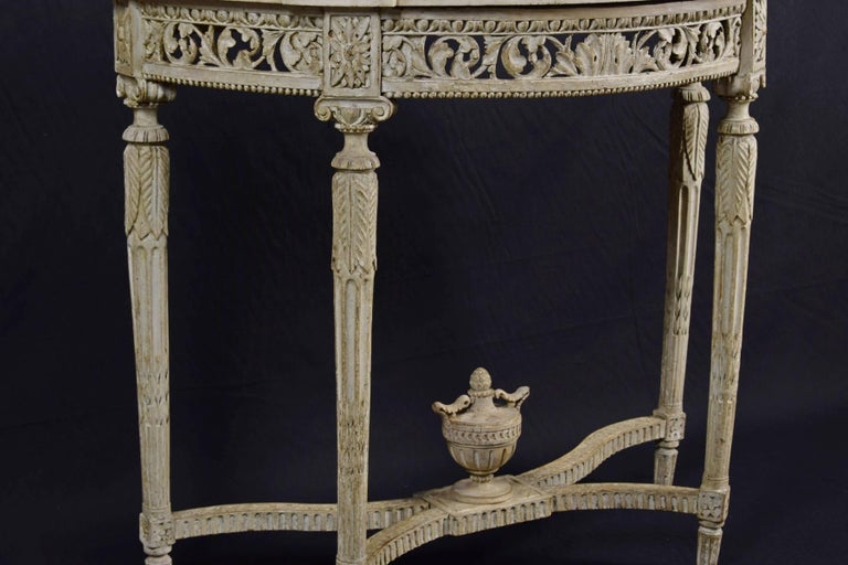 18th Century Carved Lacquered Wood Half-Moon French Console Table at ...
