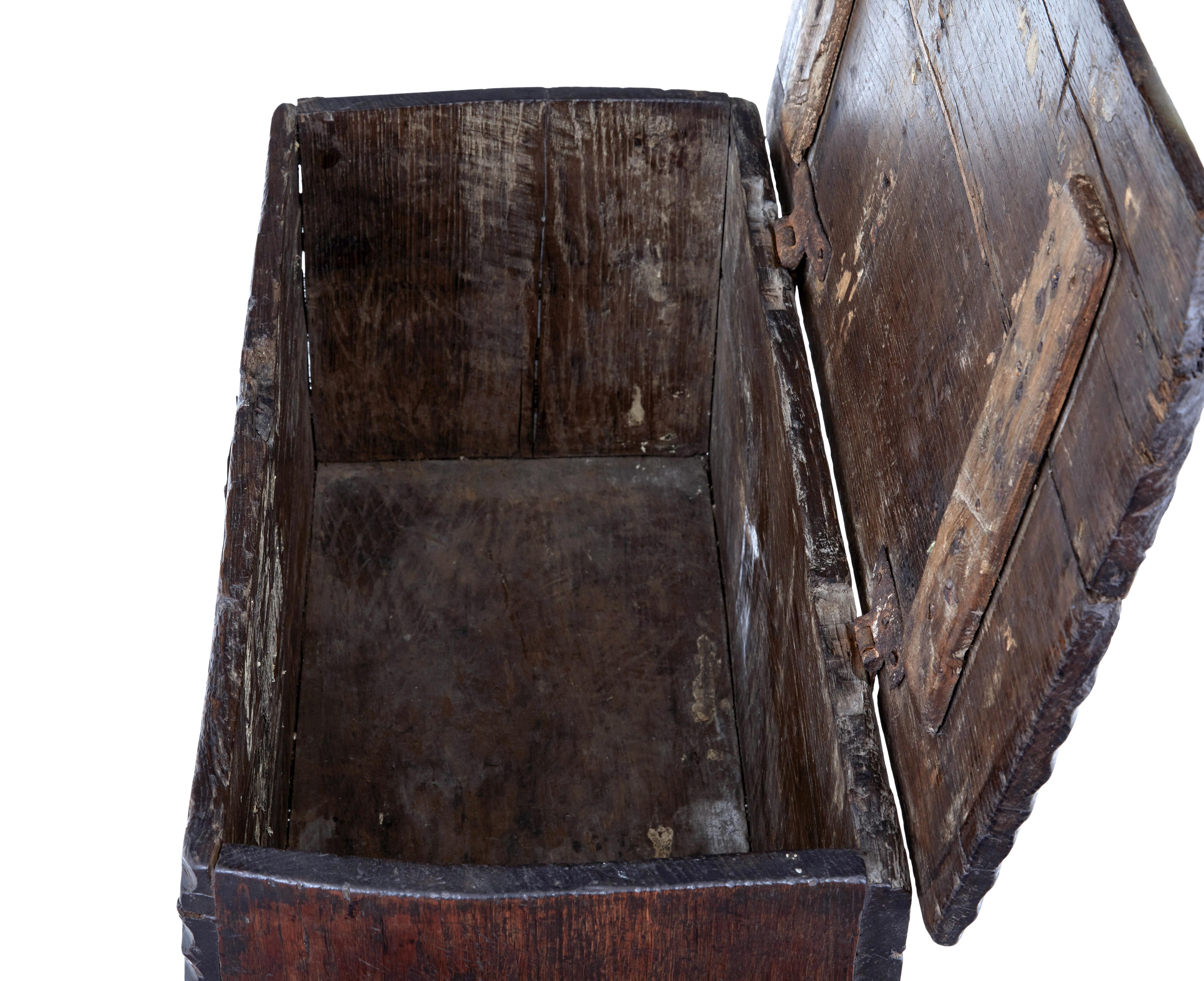 18th Century Carved Oak Coffer For Sale at 1stDibs