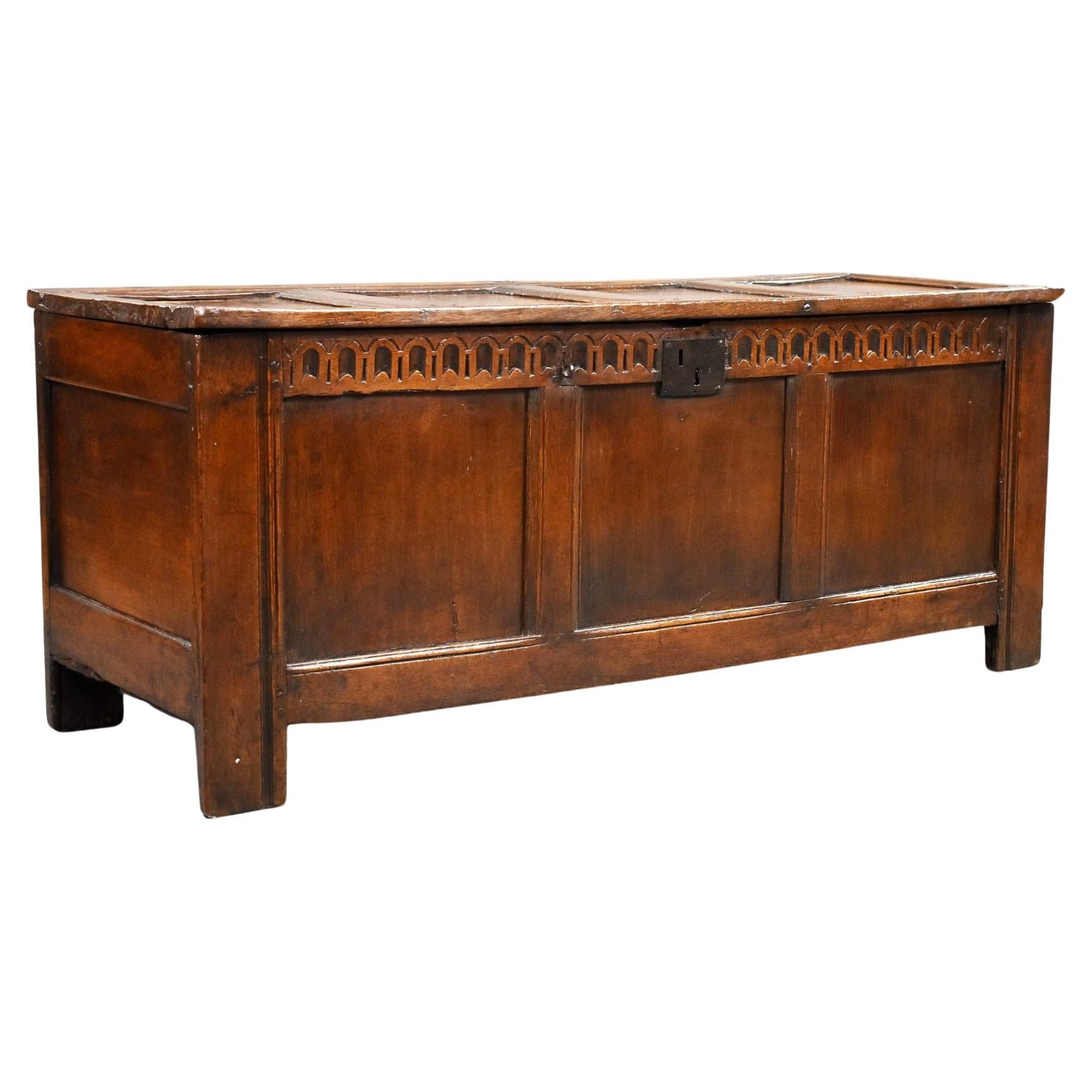Wonderful Example of 18th Century English Oak Coffer at 1stDibs