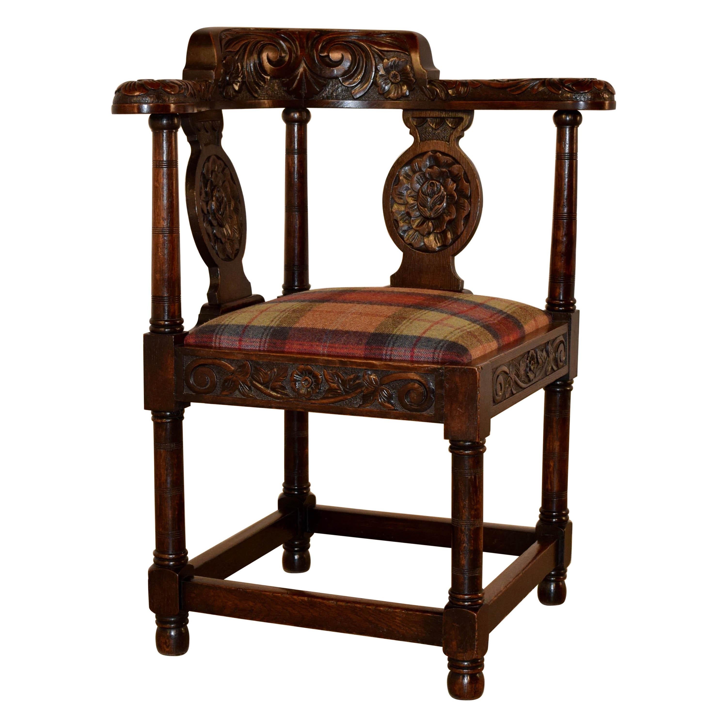 18th Century Carved Oak Corner Chair at 1stDibs