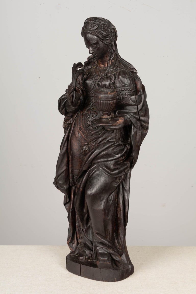 18th Century Carved Oak Sculpture of Mary Magdalene For Sale at 1stDibs