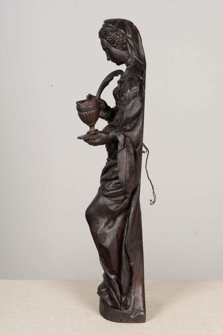 18th Century Carved Oak Sculpture of Mary Magdalene For Sale at 1stDibs
