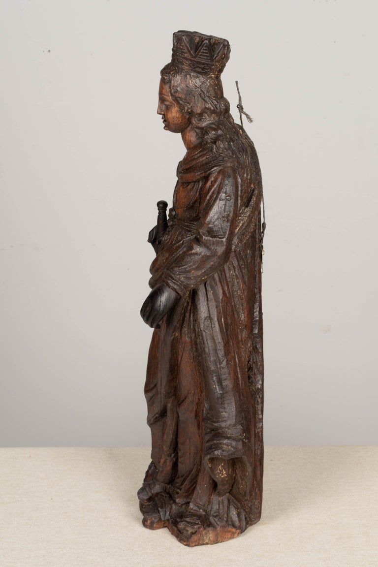 18th Century Carved Oak Statue of Saint Catherine of Alexandria For ...