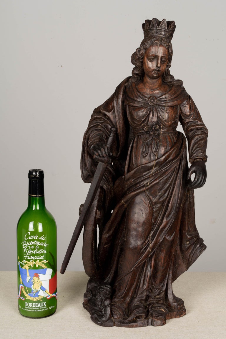 18th Century Carved Oak Statue of Saint Catherine of Alexandria For ...