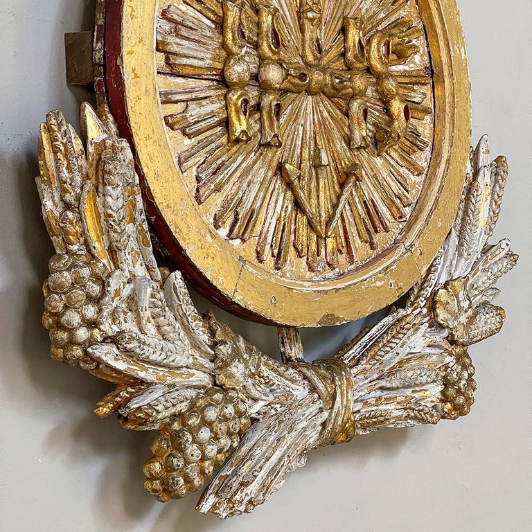 18th Century Carved and Painted Symbolic Christian Plaque For Sale at ...
