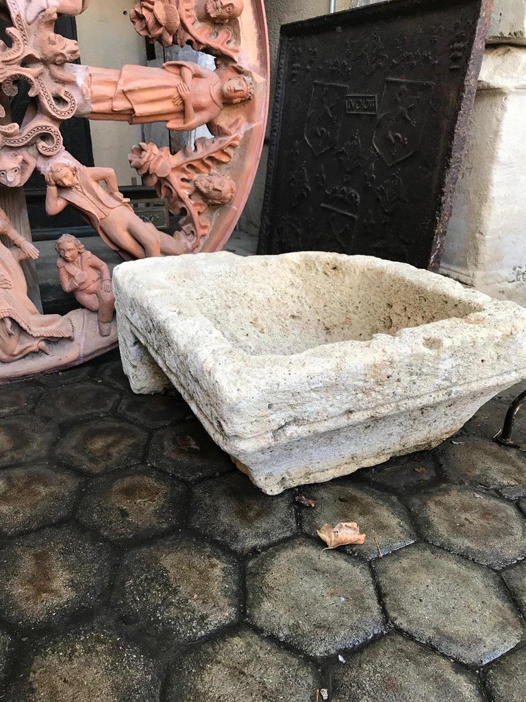 18th Century Carved Stone Container Vessel Sink Bowl Planter Jardinière ...