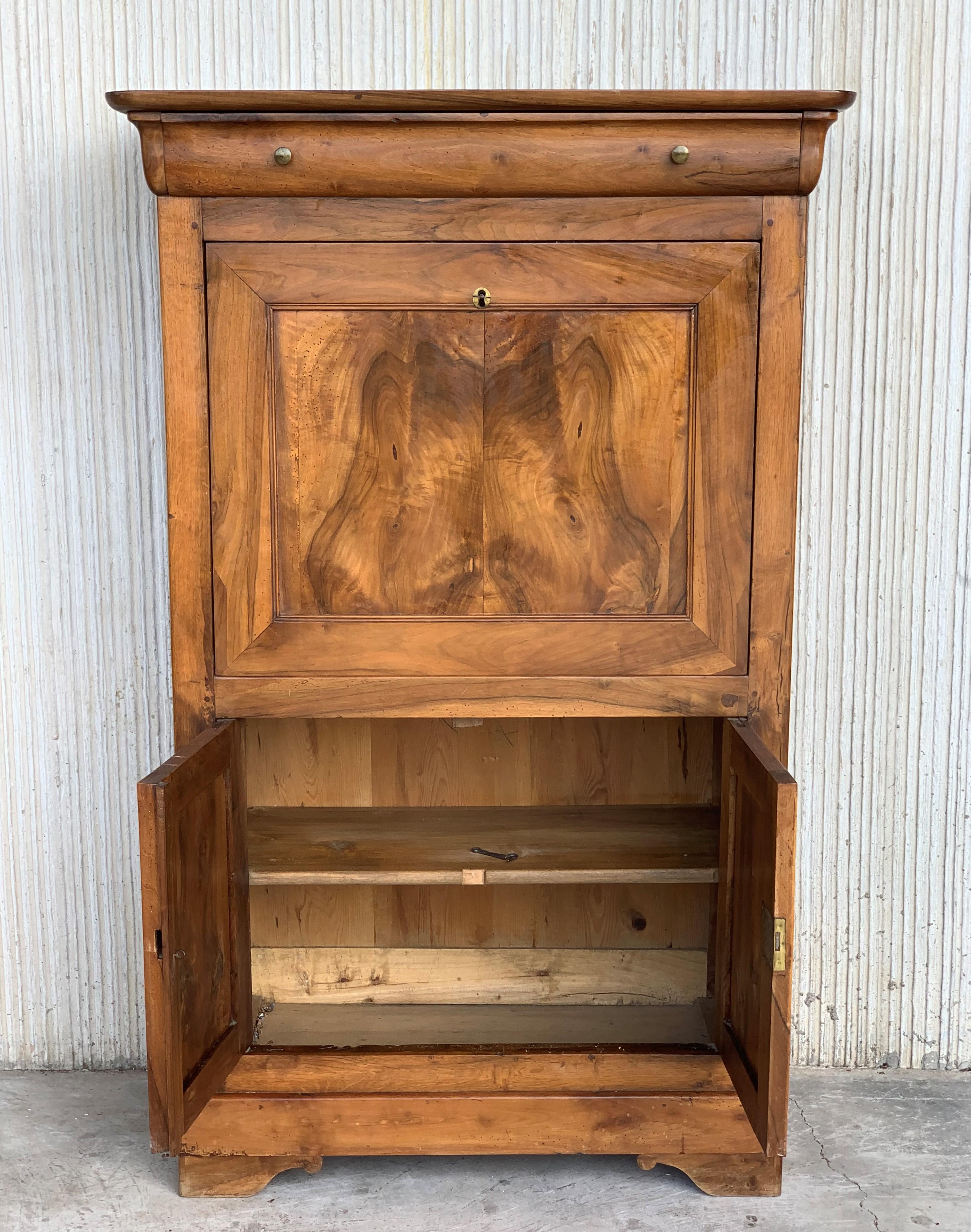 18th Century Catalan Drop-Front Oak Secretary Desk or Abattant, Spain ...