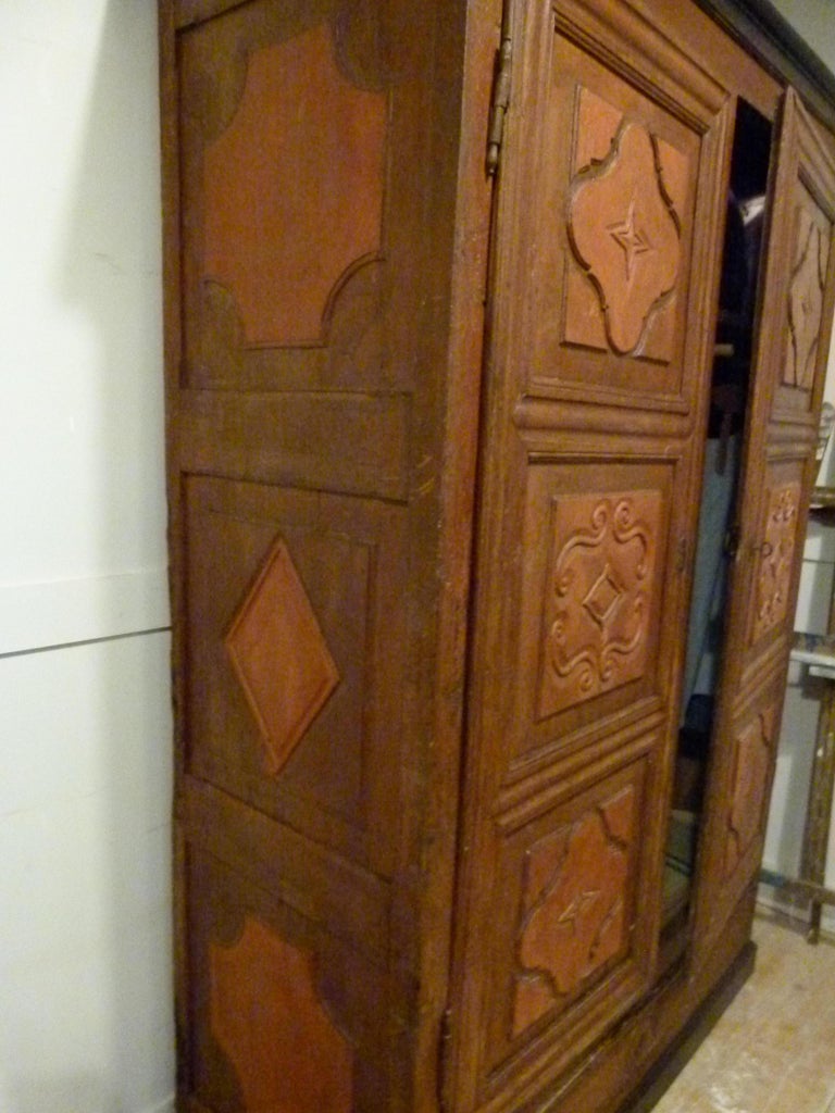 Typical Old Rustic Hand Carved Walnut Wardrobe, Spain For Sale at 1stDibs