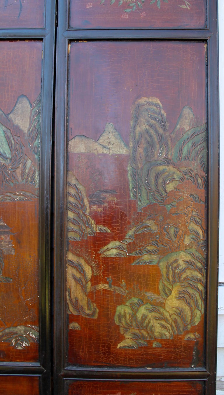 18th Century Chinese 4 Panel Coromandel Landscape and Figural Screen ...
