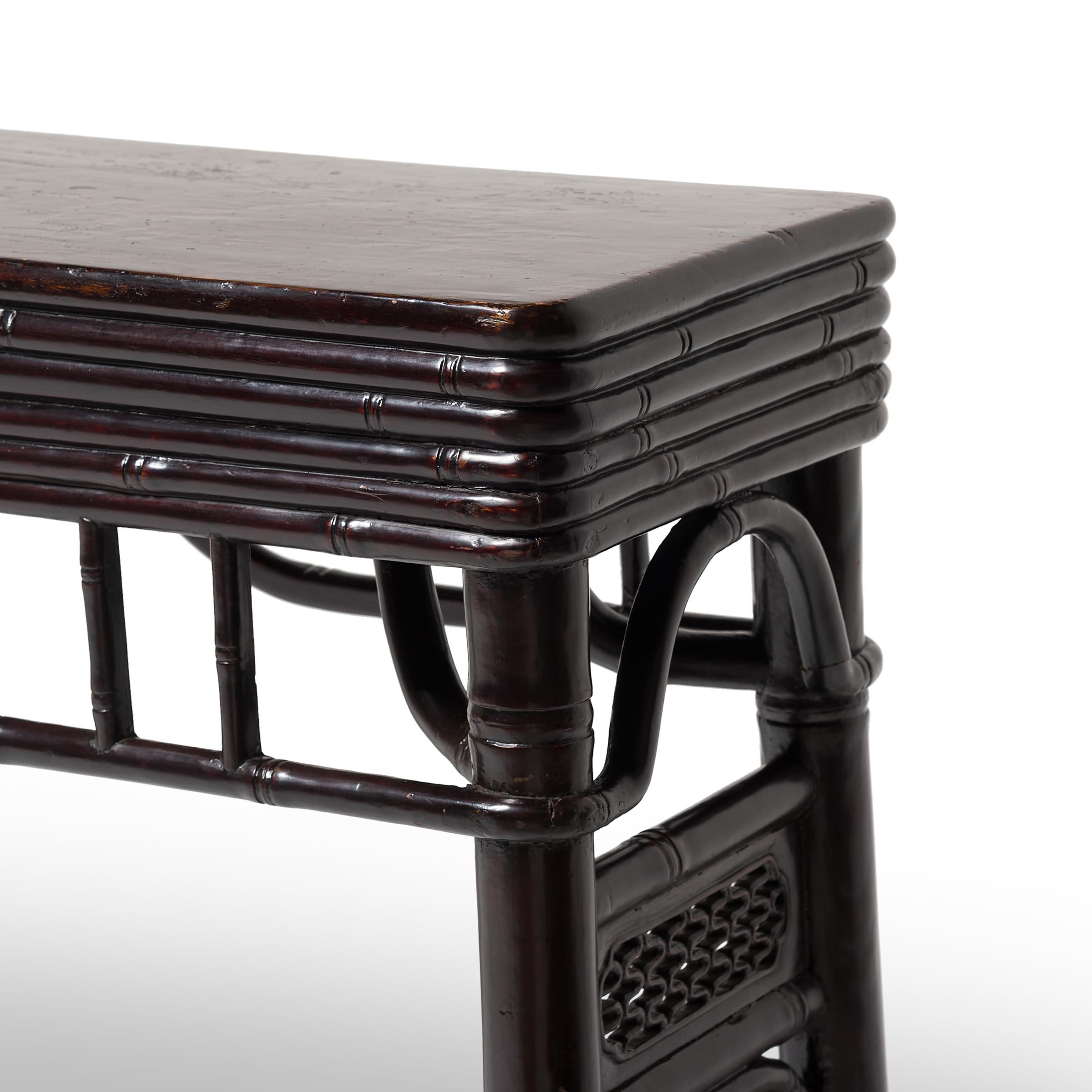 Chinese Faux Bamboo Walnut Console Table, c. 1750 For Sale at 1stDibs