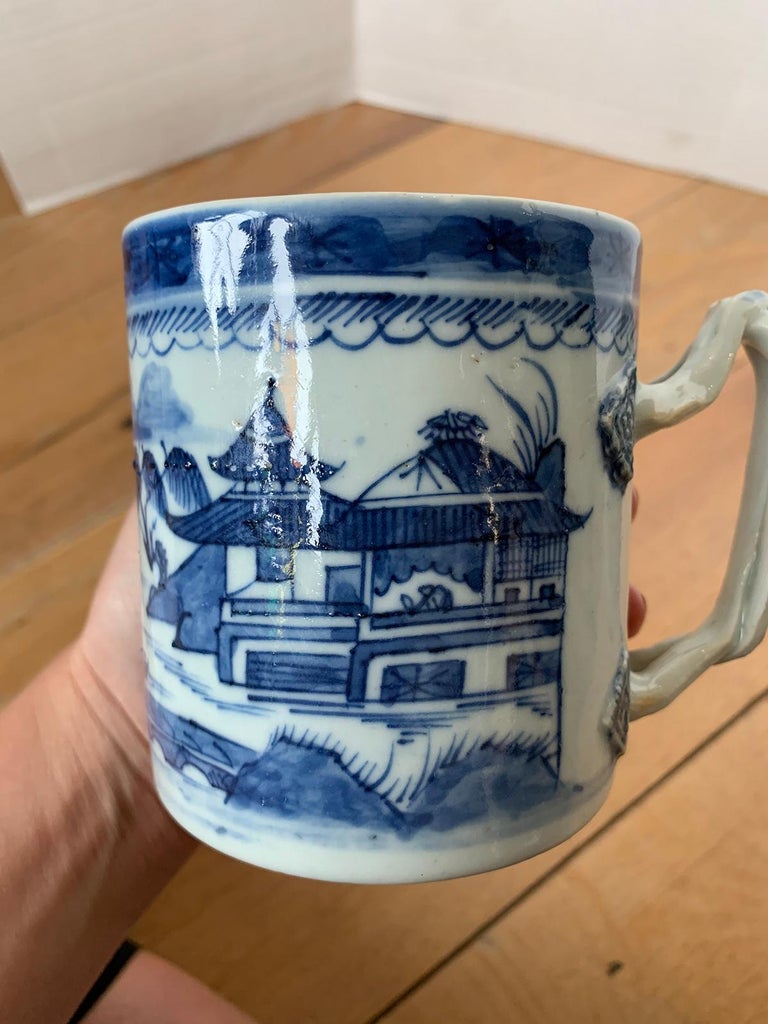 18th Century Chinese Export Canton Ware Blue and White Porcelain Mug ...
