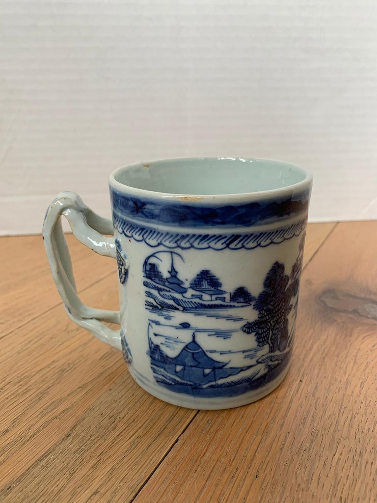 18th Century Chinese Export Canton Ware Blue and White Porcelain Mug ...
