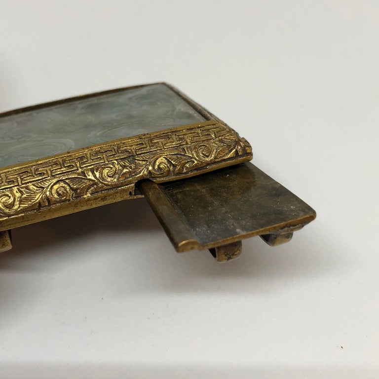 Early 20th Century Jade and Fire Gilded Bronze Belt Buckle For Sale at ...