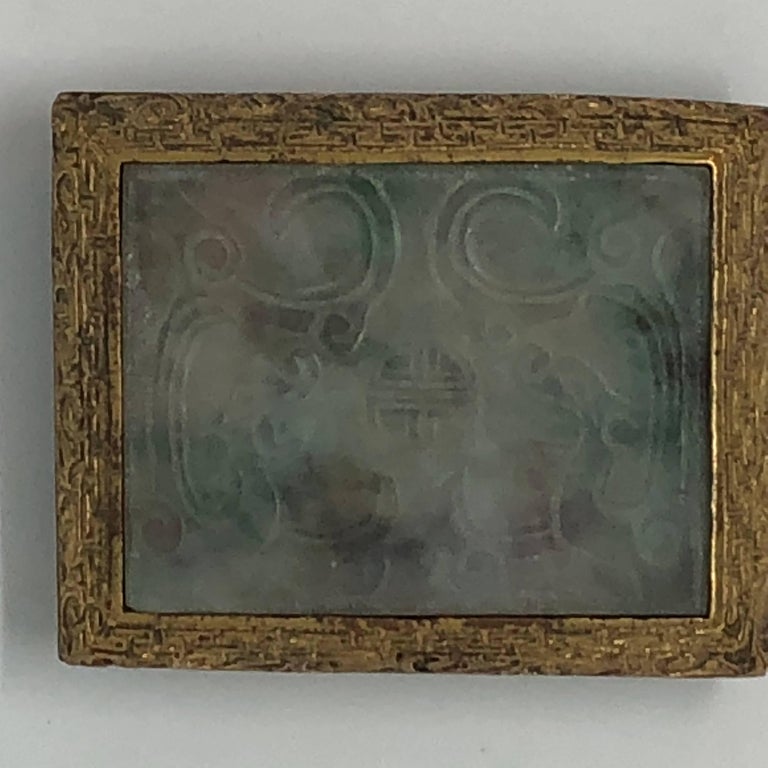 Early 20th Century Jade and Fire Gilded Bronze Belt Buckle For Sale at ...