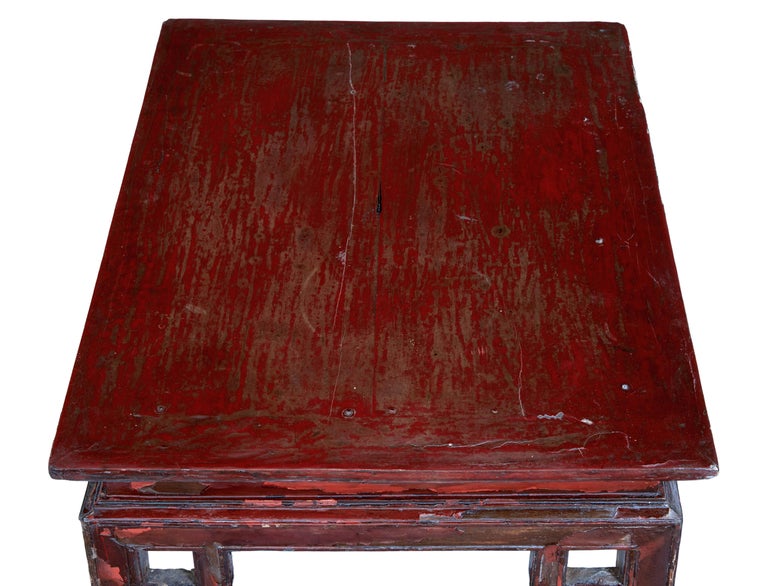 18th Century Chinese Red Lacquer Low Occasional Table For Sale at 1stDibs