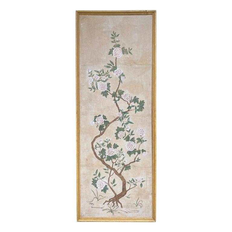 18th Century Chinese Wall Paper Panel, Old Frame at 1stDibs