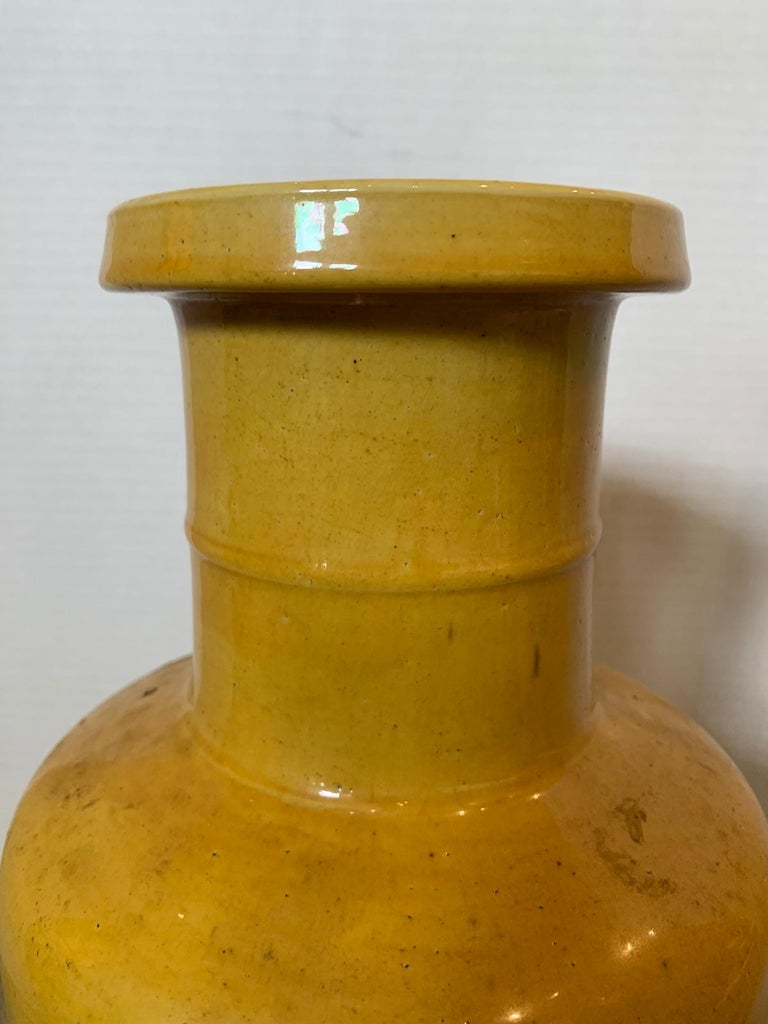 18th/19th Century Chinese Yellow Rouleau Form Pottery Vase, Unmarked at ...
