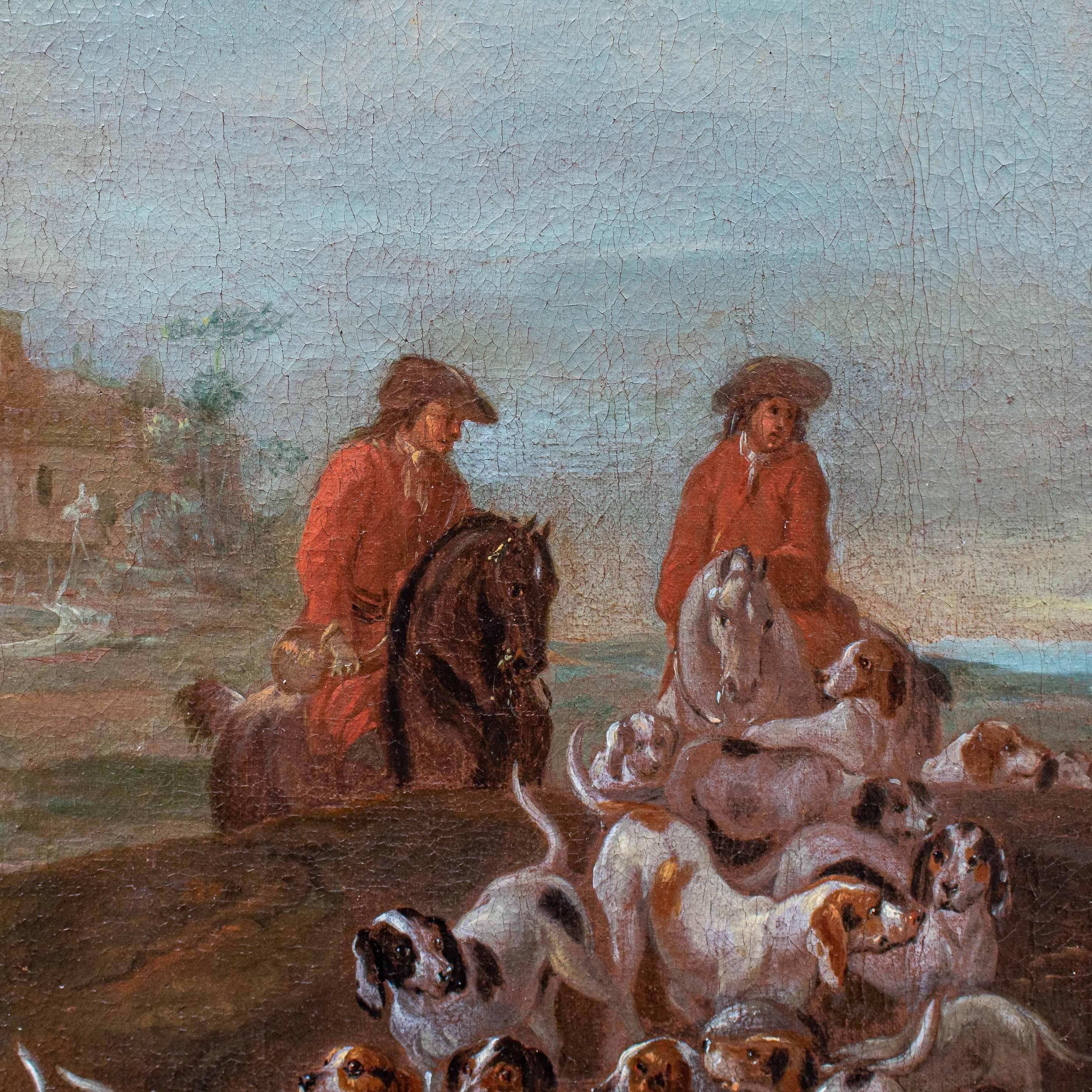 18th Century Couple of Hunting Scenes Oil on canvas by Follower of ...