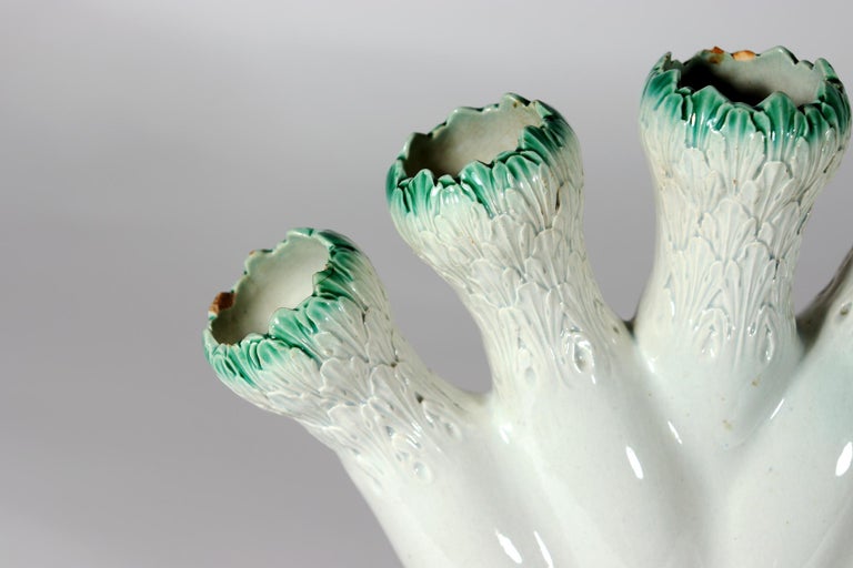 18th-Century Creamware Flower Finger Vase with Green Molded Leaves For ...