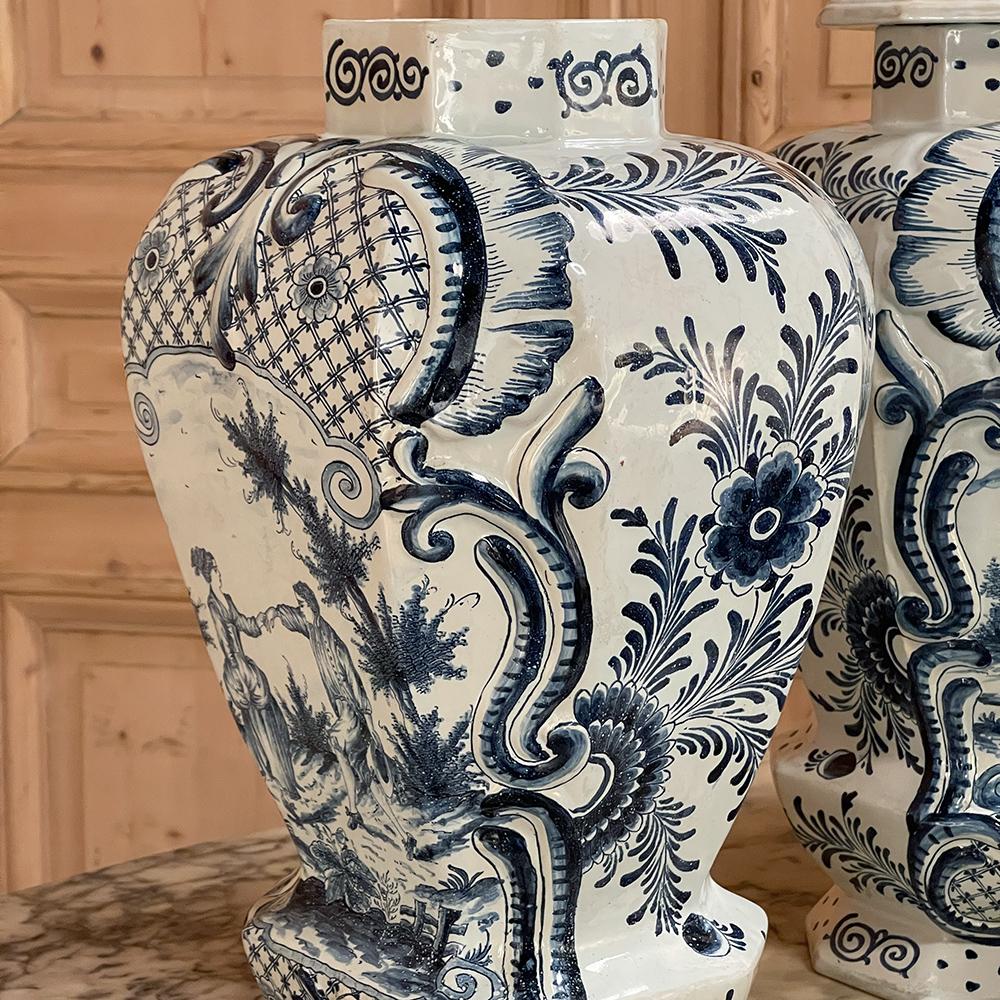 18th Century Delft 3-Piece Garniture ~ Lidded Vase Set For Sale at ...