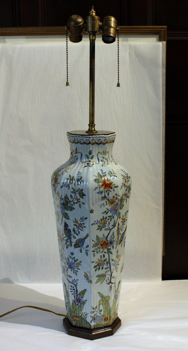 18th Century Delft Polychrome Vase Lamp For Sale at 1stDibs