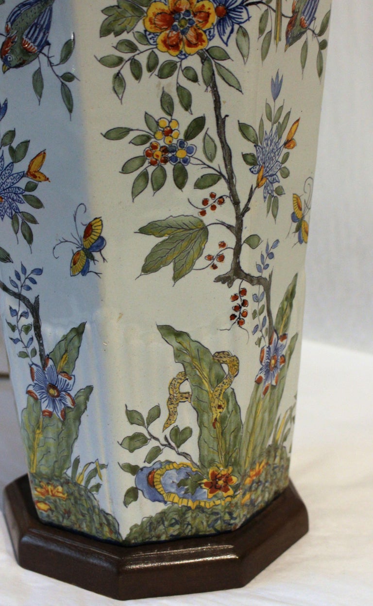 18th Century Delft Polychrome Vase Lamp For Sale at 1stDibs