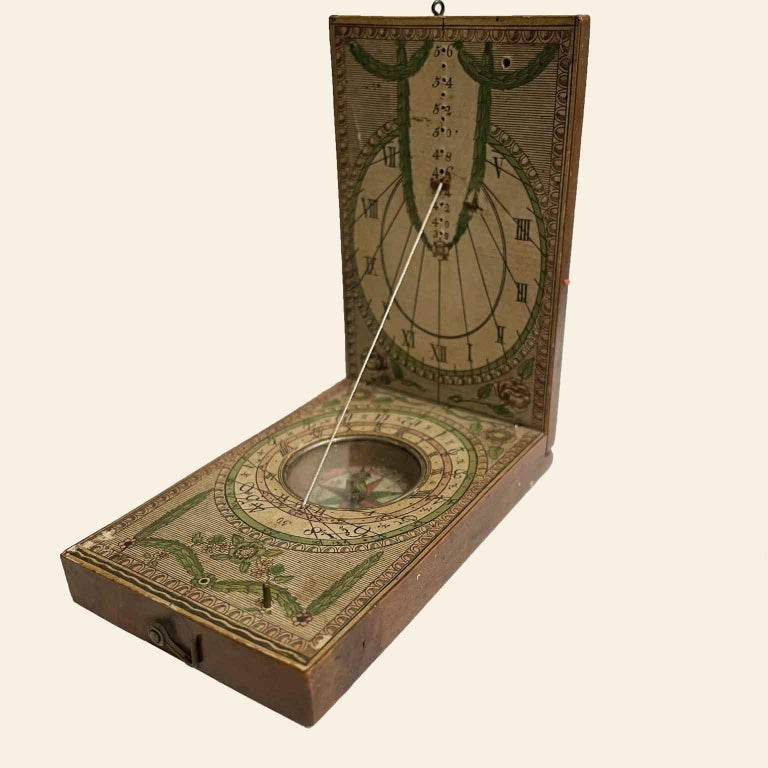 18th Century Diptych Portable Sundial And Compass by German Beringer ...