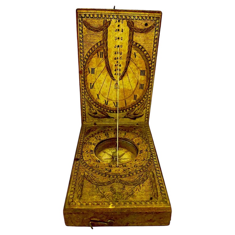 18th Century Diptych Portable Sundial And Compass by German Kleininger ...
