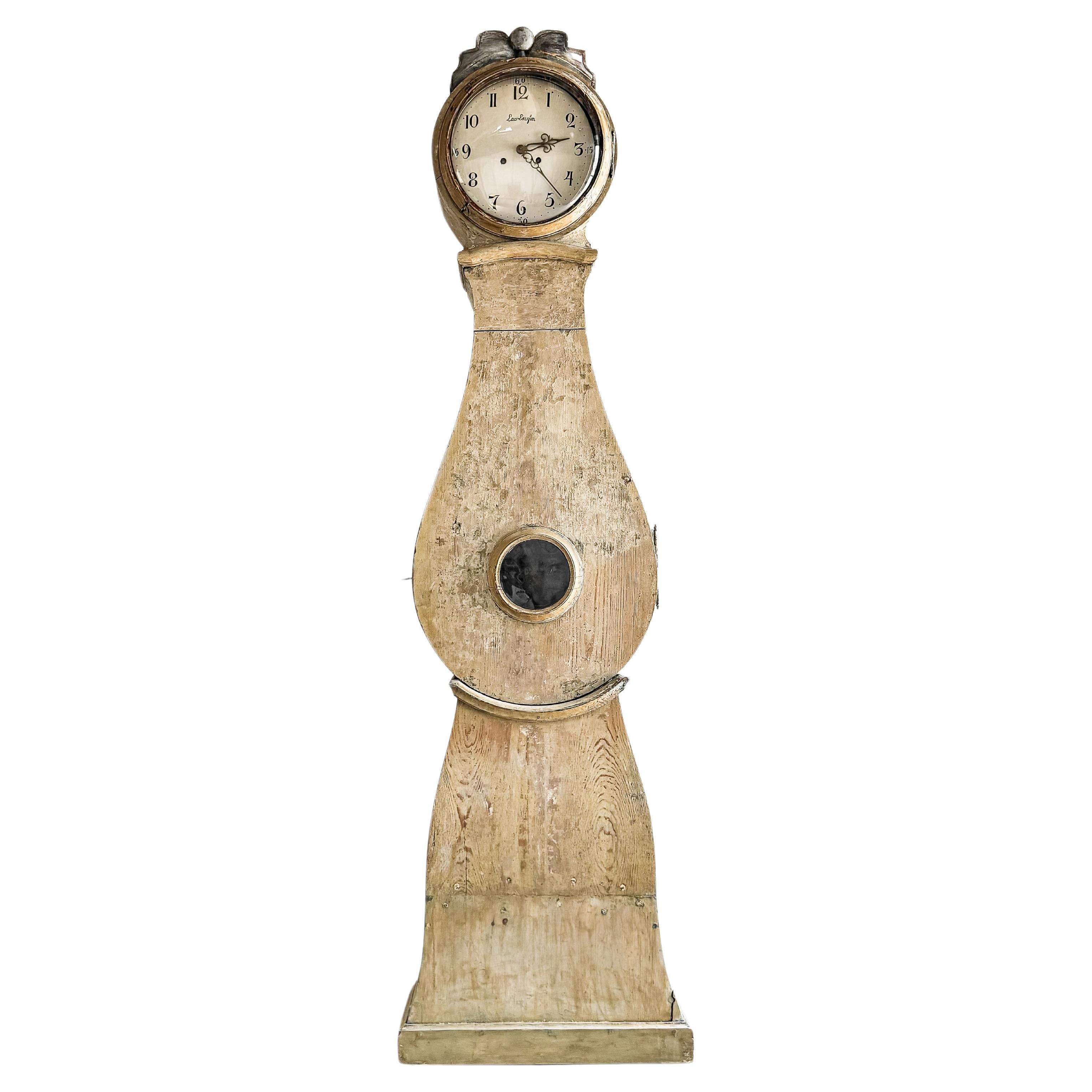 18th Century Dry-Scraped Swedish Mora Clock For Sale at 1stDibs