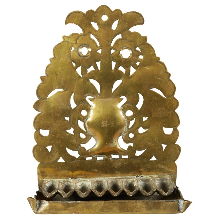 18th Century Dutch Brass Hanukkah Lamp Menorah For Sale at 1stDibs