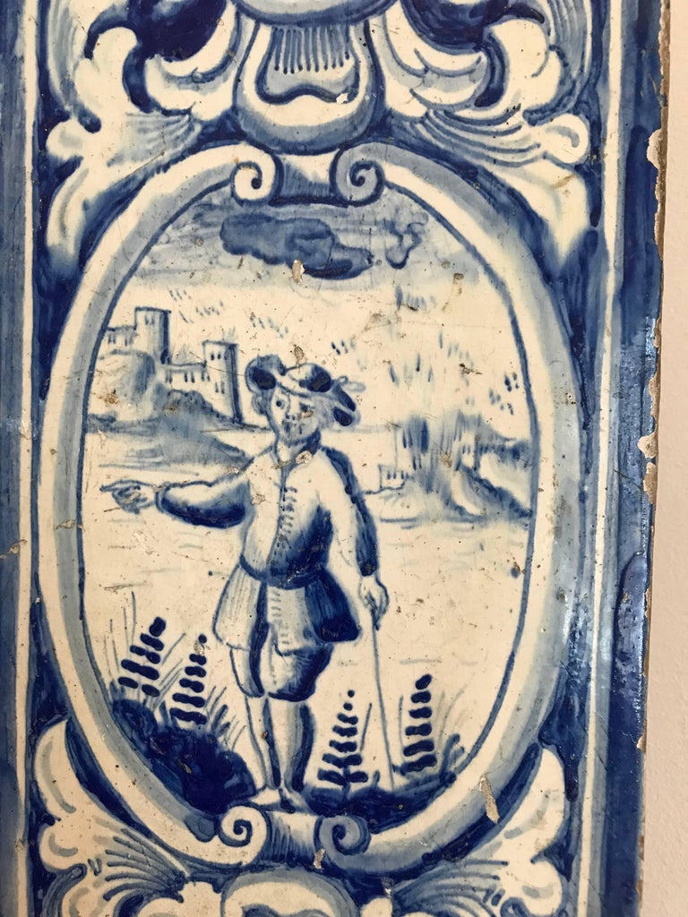 18th Century Dutch Delft Blue and White Glazed Ceramic Stove Tile at ...