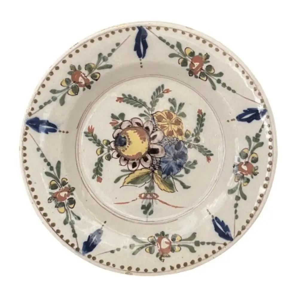 18th Century, Dutch Delft Polychrome Plate For Sale at 1stDibs
