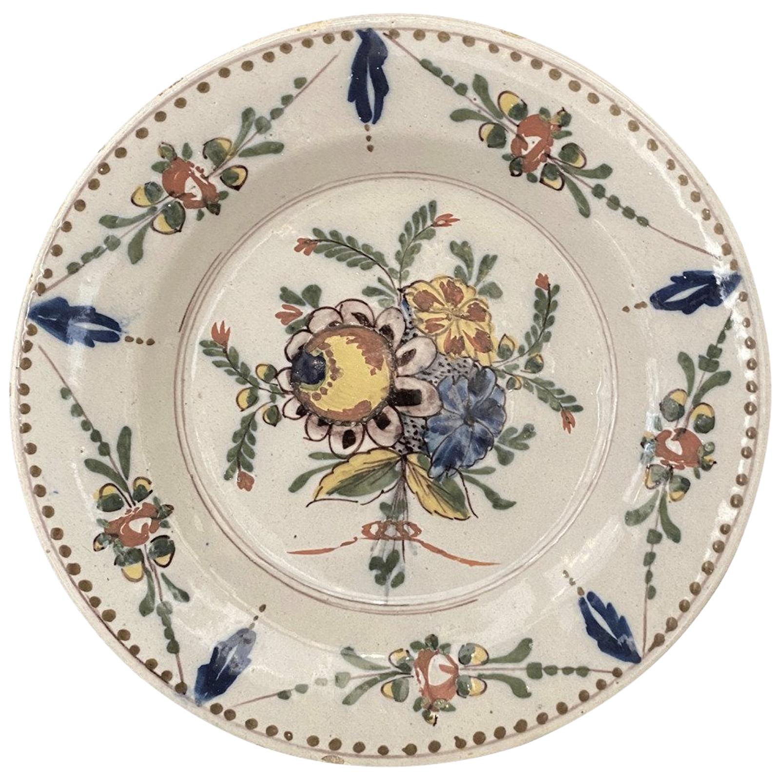 18th Century Dutch Delft Polychrome Plate at 1stDibs