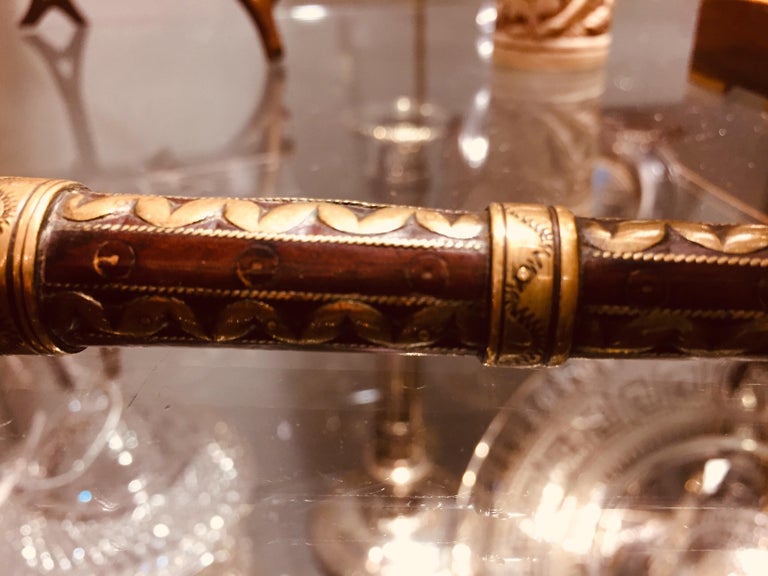 18th Century Dutch Fruitwood Engraved Brass Clay Pipe Case Sabot Shaped ...