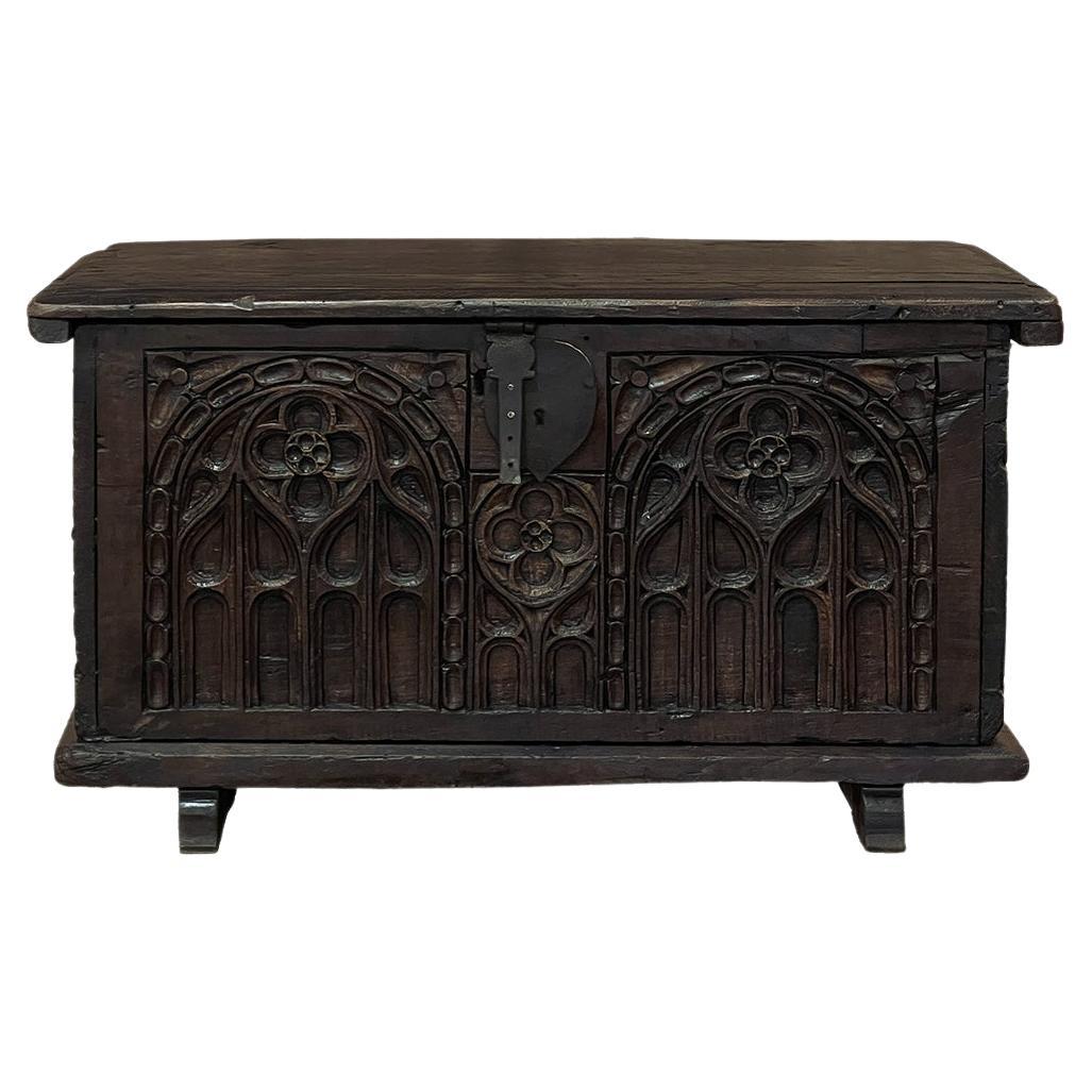 Rare 15th Century Solid Oak Medieval Dutch Gothic Chest or Trunk For ...