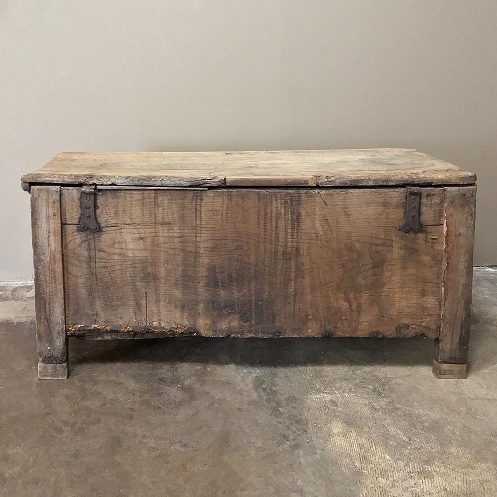 18th Century Dutch Hand Carved Stripped Oak Trunk For Sale at 1stDibs